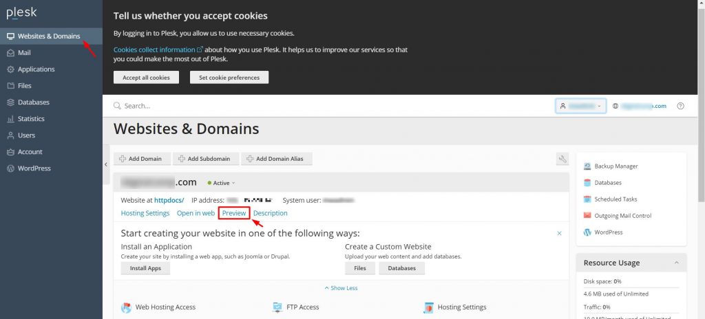 How To Preview Your Website In Plesk Web Hosting Faqs By Milesweb